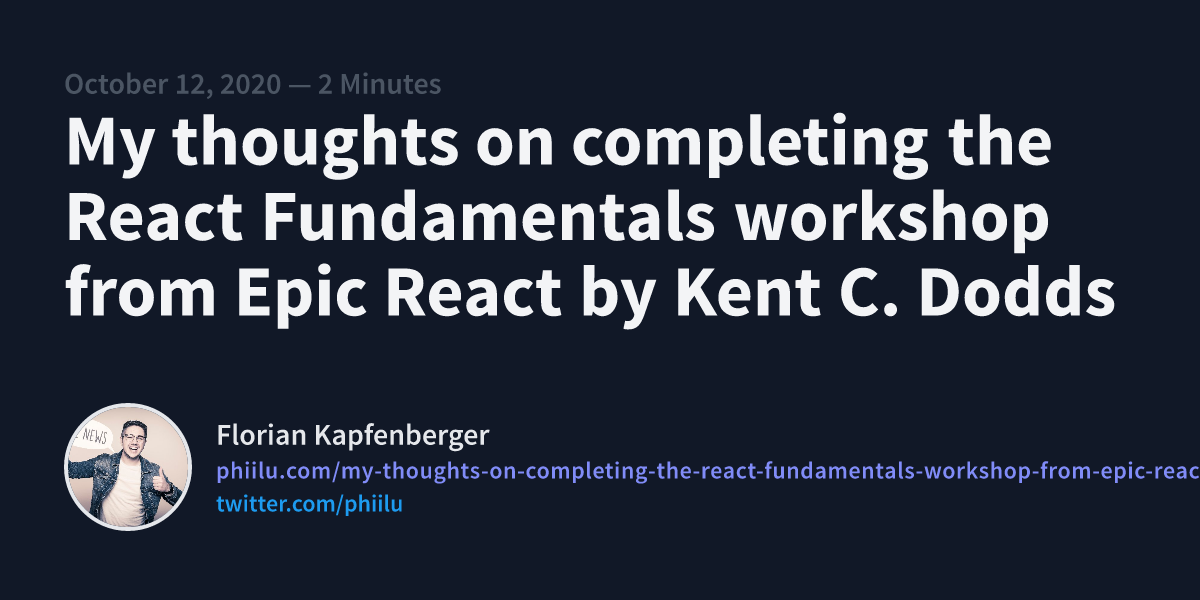 My thoughts on completing the React Fundamentals workshop from Epic ... My thoughts on completing the React Fundamentals workshop from Epic ...